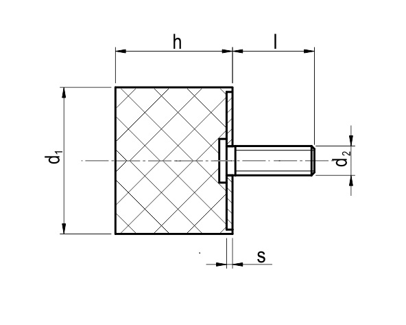 AVM6045MFB-M12x37 Anti Vibration Mount 60mm x 45mm Male Flat Buffer ...