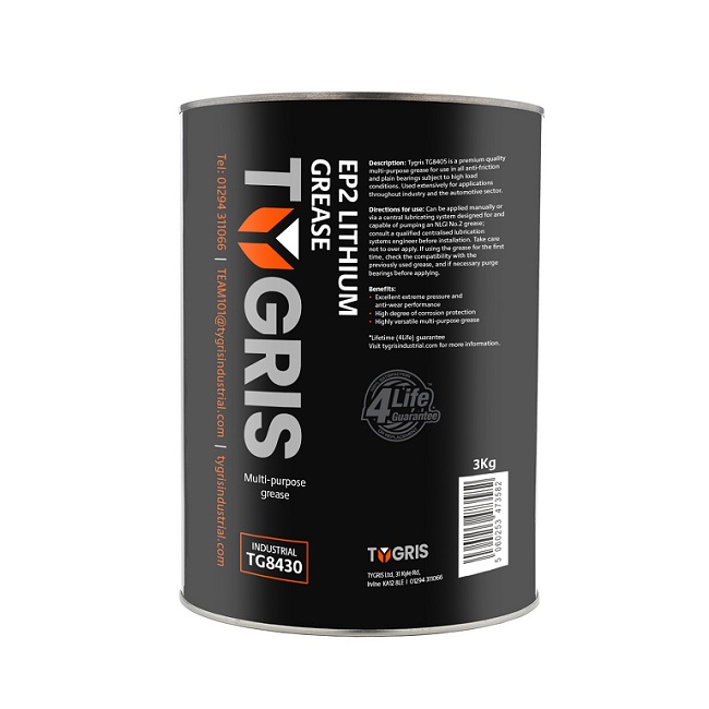 TYGRIS Lithium EP2 Grease 3kg - TG8430 - Box of 4 - Ashley Bearings Ltd